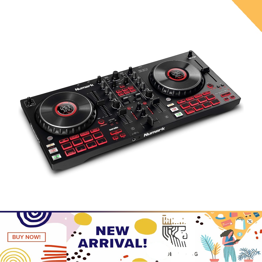 Numark Mixtrack Platinum FX - DJ Controller For Serato DJ with 4 Deck Control, DJ Mixer, Built ...