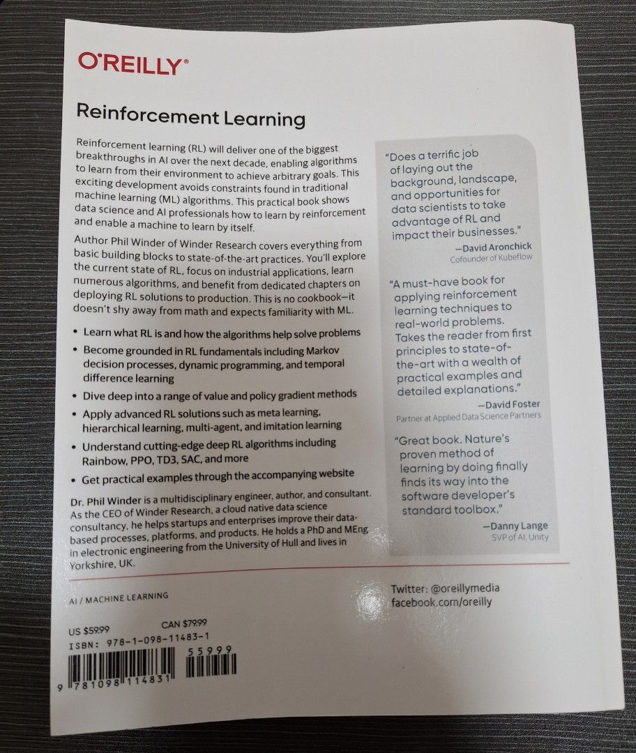 O'reilly Reinforcement Learning, Hobbies & Toys, Books & Magazines ...