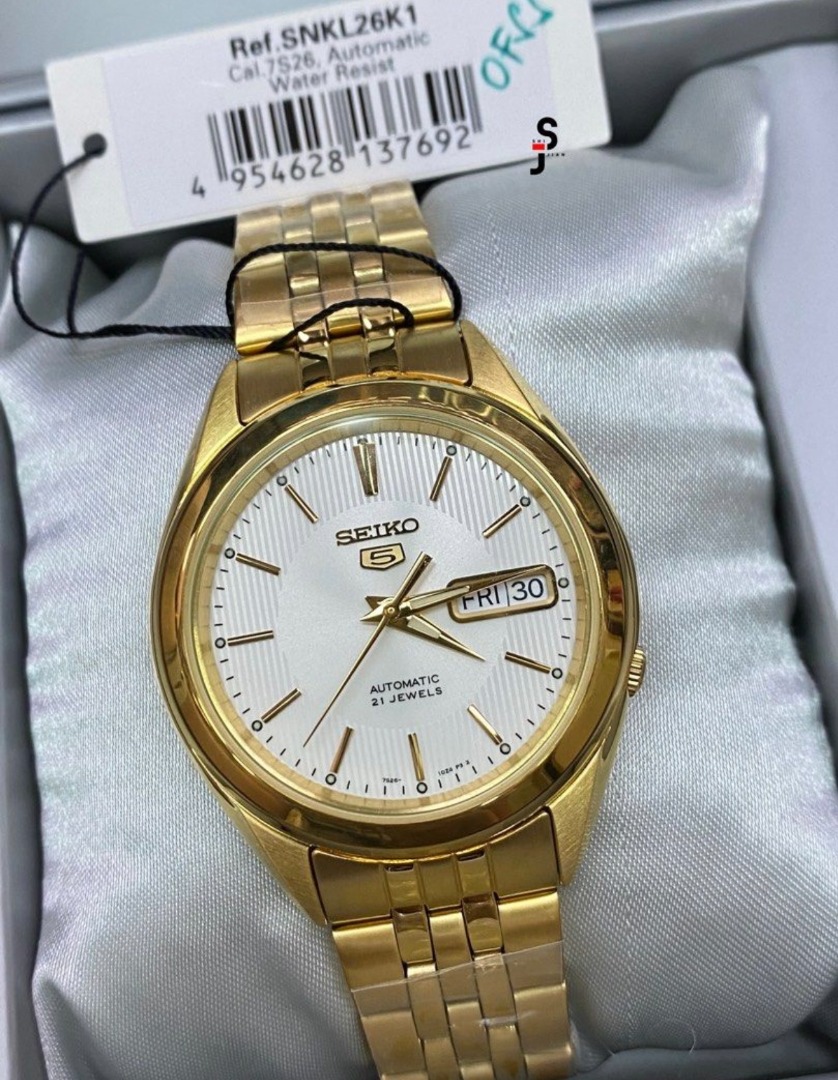 Original Seiko 5 Automatic Men's Gold Stainless Steel Strap Watch ...