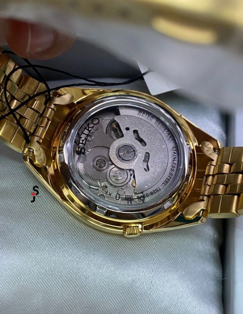 Original Seiko 5 Automatic Men's Gold Stainless Steel Strap Watch ...