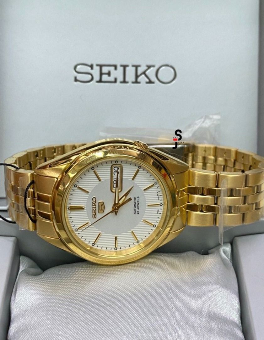 Original Seiko 5 Automatic Men's Gold Stainless Steel Strap Watch ...