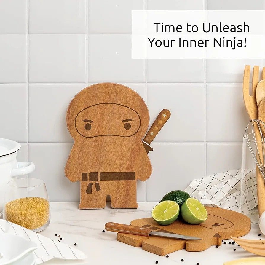 OTOTO - Ninja Board - Small Wood Cutting Board and Knife Set - Kitchen ...