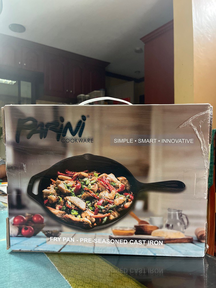 Parini Cookware Fry Pan Pre-Seasoned Cast Iron, Furniture & Home Living ...