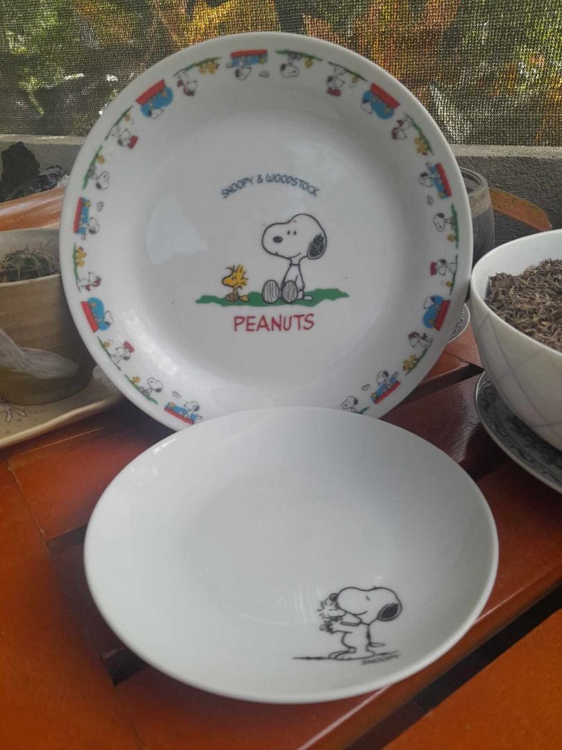 Peanuts Ceramic Bowl & Plate and Snoopy Plate Limited Set, Furniture ...