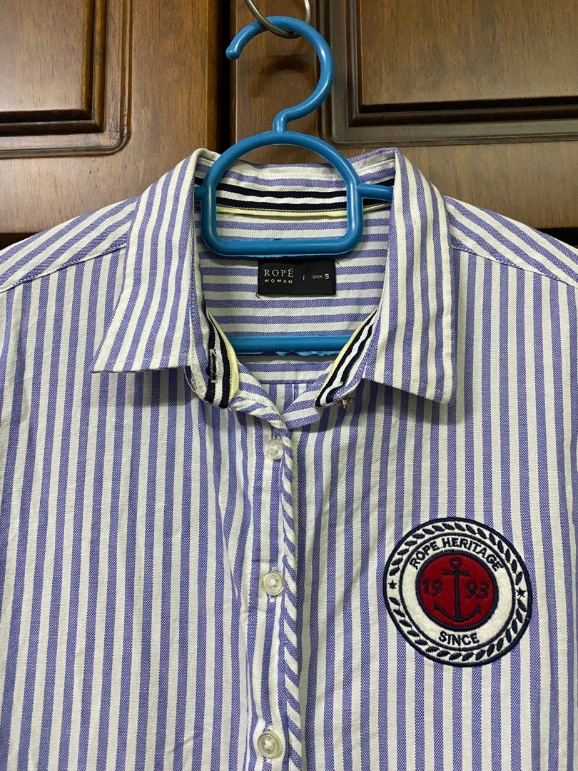 Rope Shirt for Women in White Blue, Women's Fashion, Tops, Shirts on ...