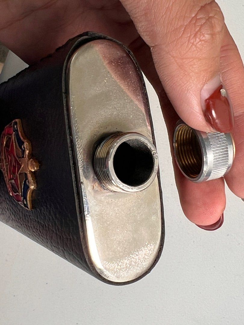 Russian Black leather Whiskey Flask. 8oz Stainless Steel. with KGB ...