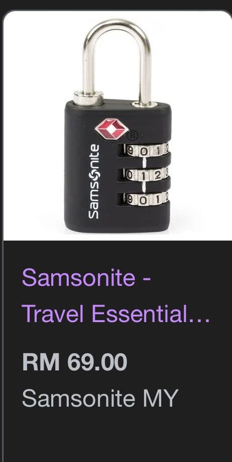 Samsonite TSA Lock / padlock, Hobbies & Toys, Travel, Travel Essentials ...
