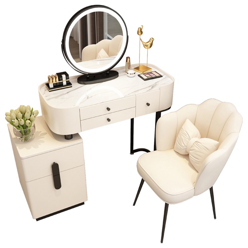 Storage Dressing Table with Chair Brand New Round Mirror with LED Cash ...
