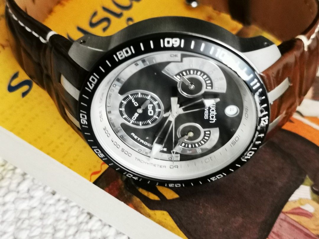 Swatch Chronograph Black Dial, Men's Fashion, Watches & Accessories ...