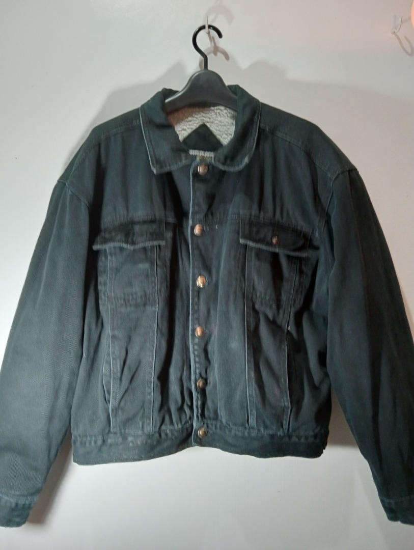 Texas Tube Denim Jacket Black Distressed Vintage, Men's Fashion, Coats ...