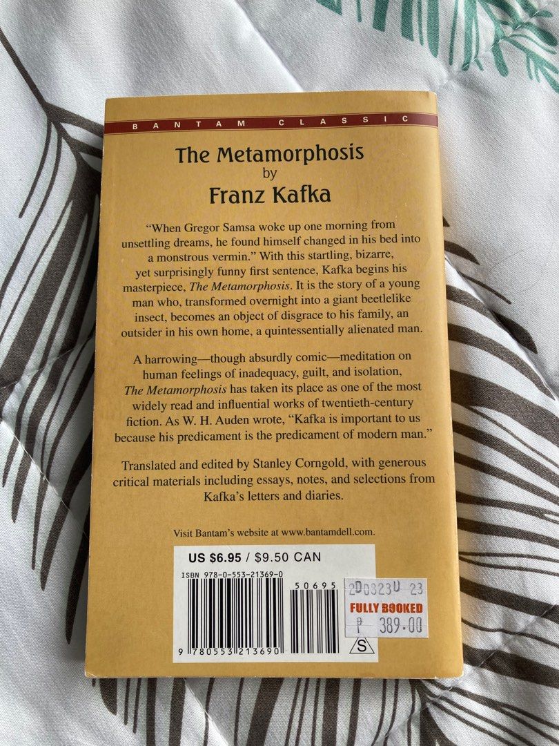The Metamorphosis by Franz Kafka - Bantam Classic Book, Hobbies & Toys ...