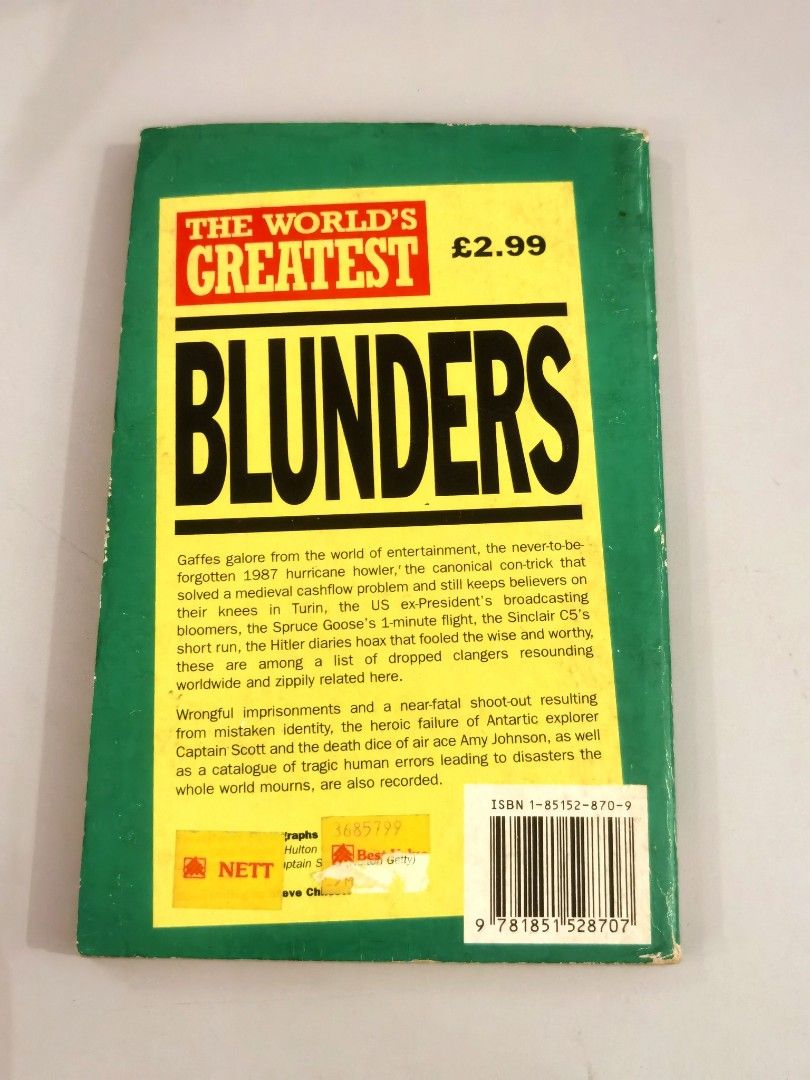 The World's Greatest Blunders Book By Sue Blackhall, Hobbies & Toys ...