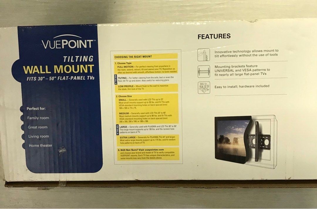 Tv wall mount vuepoint, Furniture & Home Living, Home Improvement ...