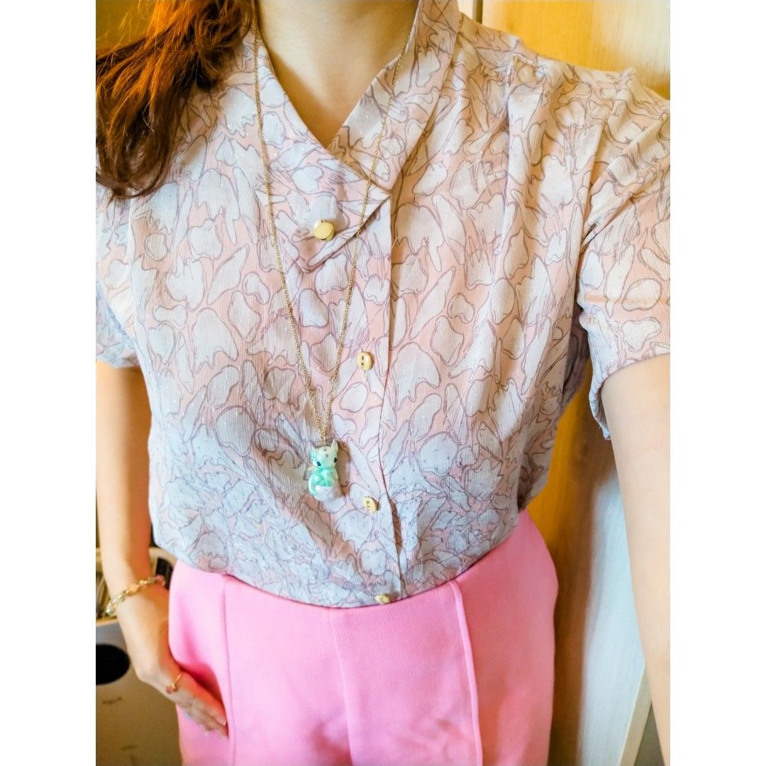 Vintage reworked shirt, Women's Fashion, Tops, Blouses on Carousell