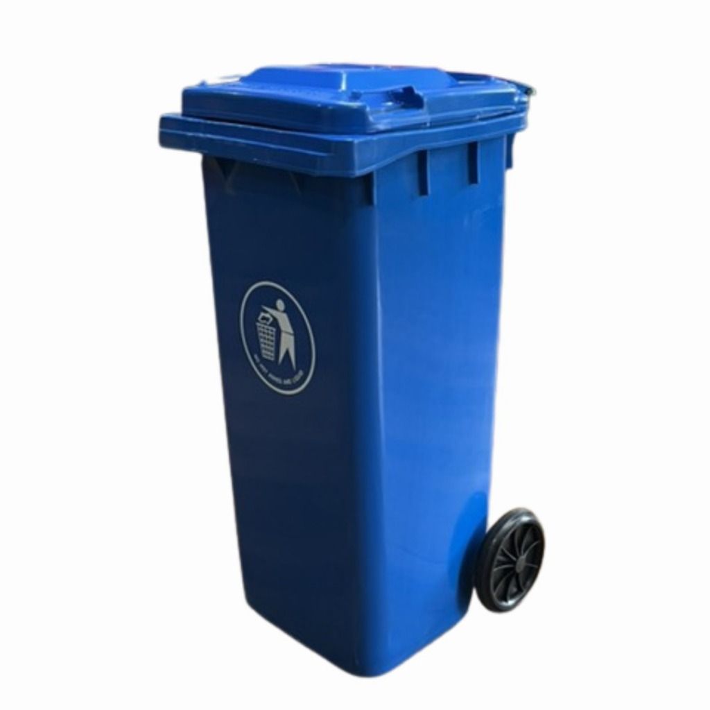 Wheeled Trash Bin 120 Liters (No Pedal) Color Blue, Furniture & Home ...