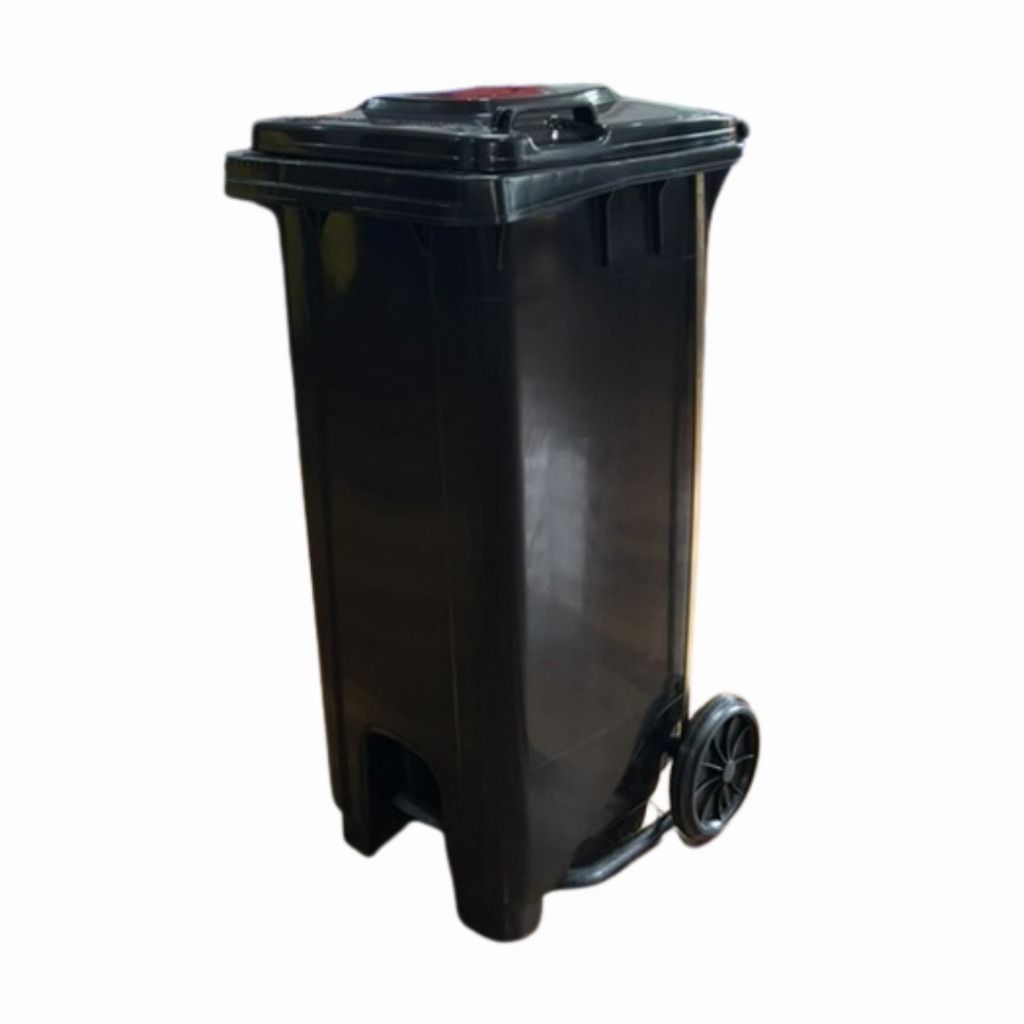 Wheeled Trash Bin 120 Liters (with Pedal) Color Black, Furniture & Home ...
