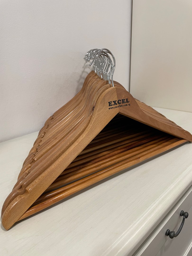 Wooden Clothes Hanger Matte Texture Classic Wood With Metal Hook ...