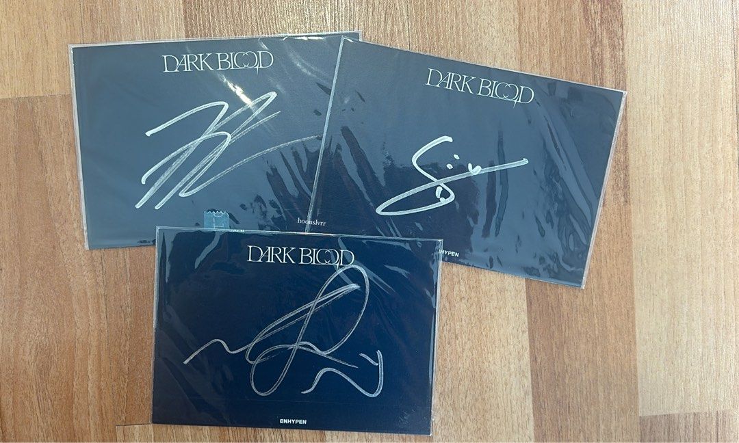 WTS ENHYPEN SUNOO NIKI JAY DARKBLOOD D2C SIGNED POSTCARDS, Hobbies ...