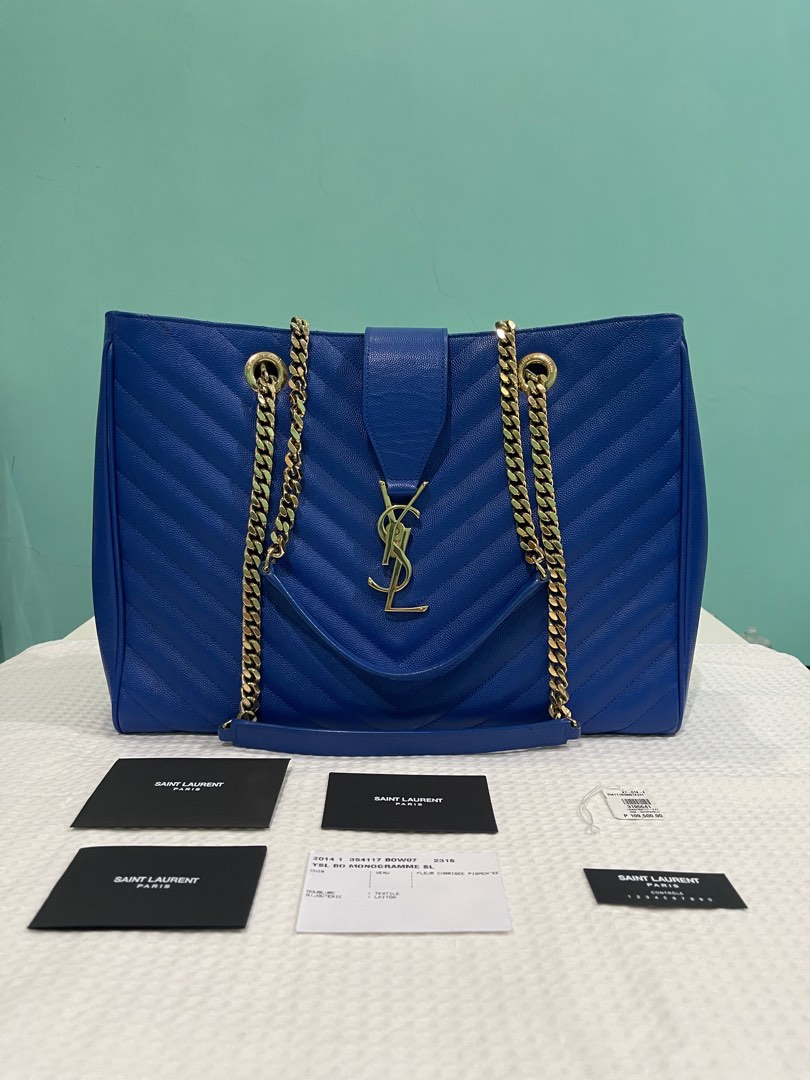 YSL Monogram Tote Shopper Bag Royal Blue GHE, Luxury, Bags & Wallets on ...