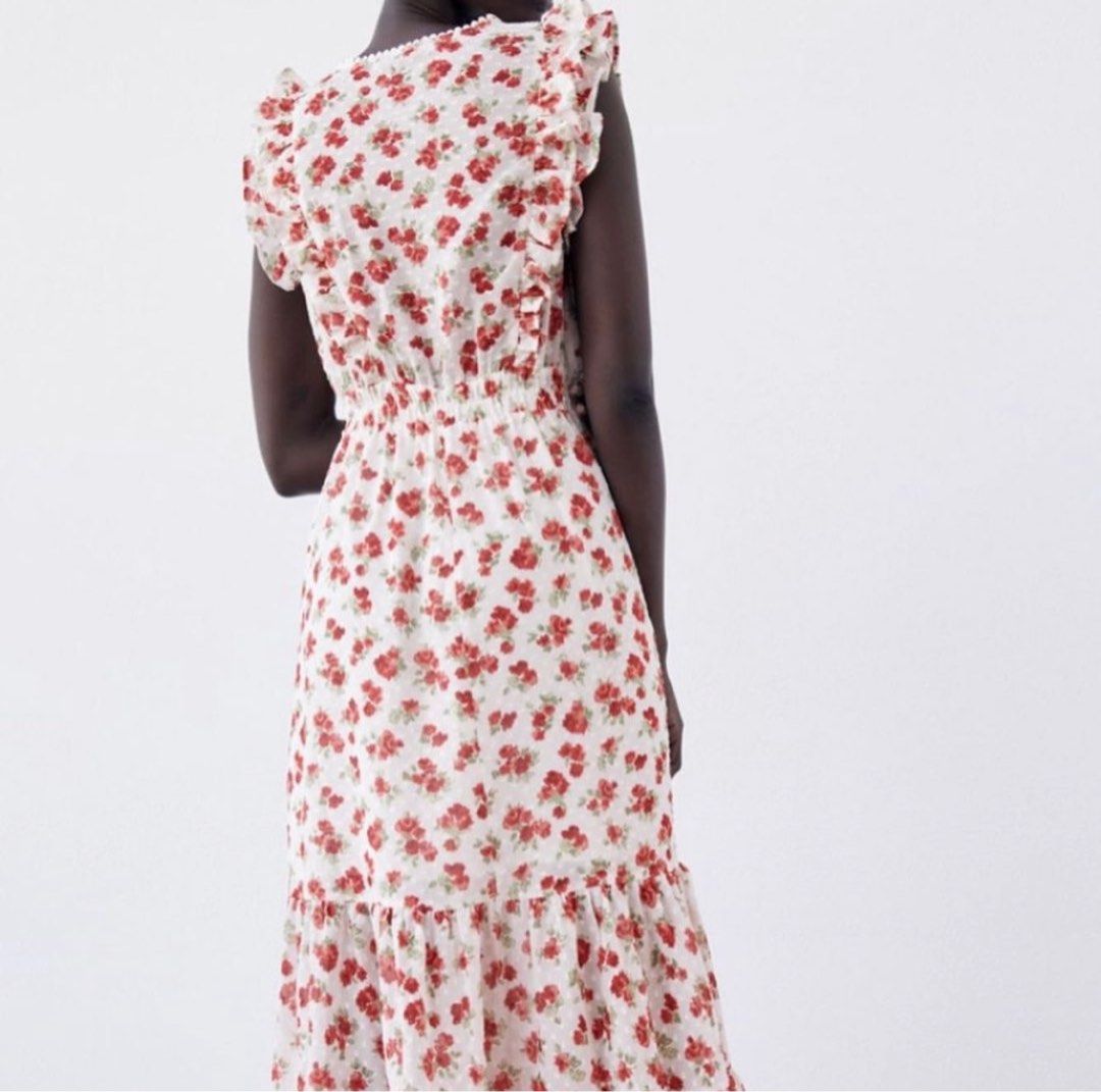 Zara red floral maxi dress, Women's Fashion, Dresses & Sets, Dresses on ...