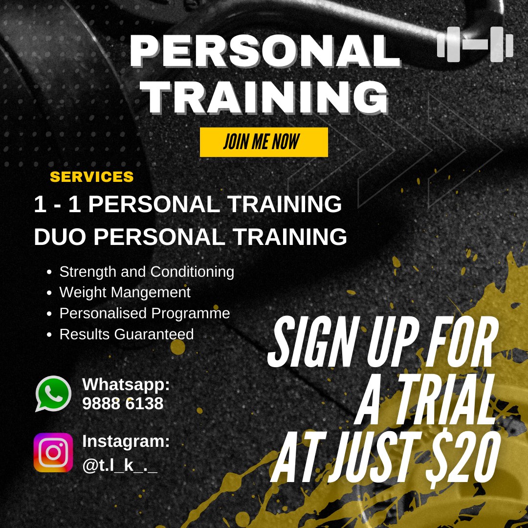 1 - 1 personal training, Learning & Enrichment, Sport & Fitness Classes on Carousell