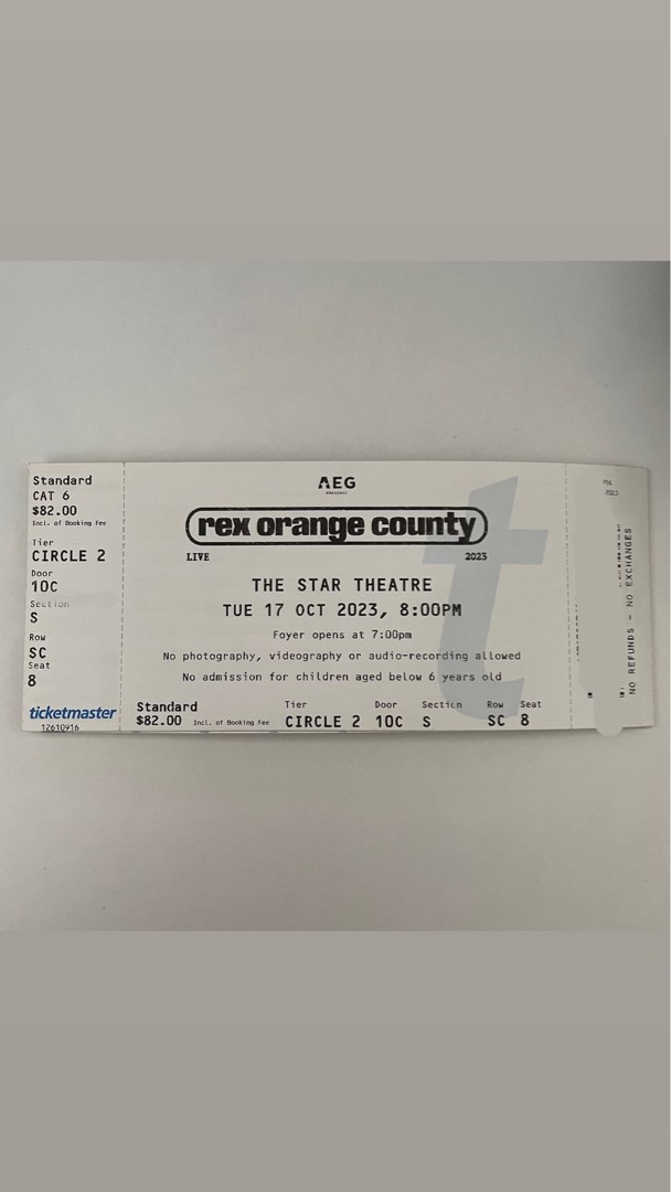 1x rex orange county circle 2 ticket, Tickets & Vouchers, Event Tickets ...