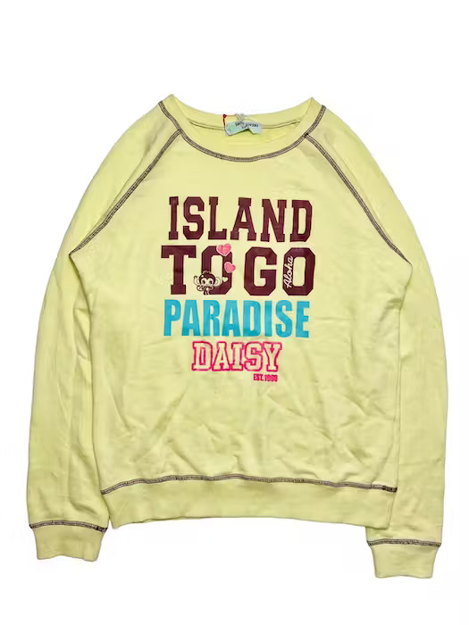 2000s Daisy Lovers - Paradise Island Crewneck, Fesyen Pria, Pakaian , Atasan di Carousell