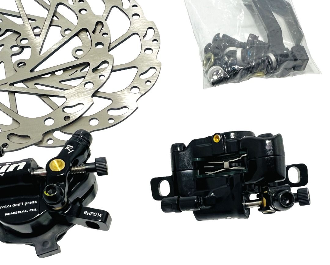 全新 巨將 JUIN-TECH R1 越野 公路車 線控式油壓碟剎 前後一車份 附碟盤配件, 體育器材, 自行車及配件, 單車在旋轉拍賣