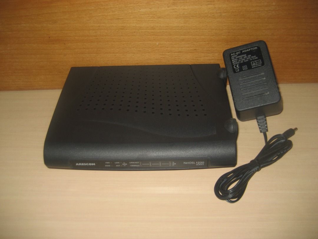 🌟🌟🌟 罕有💯%原裝【ARESCOM NetDSL 1200 】DSL Modem Router 連【原装】AC 13.5V 火牛 適合 還機 ...