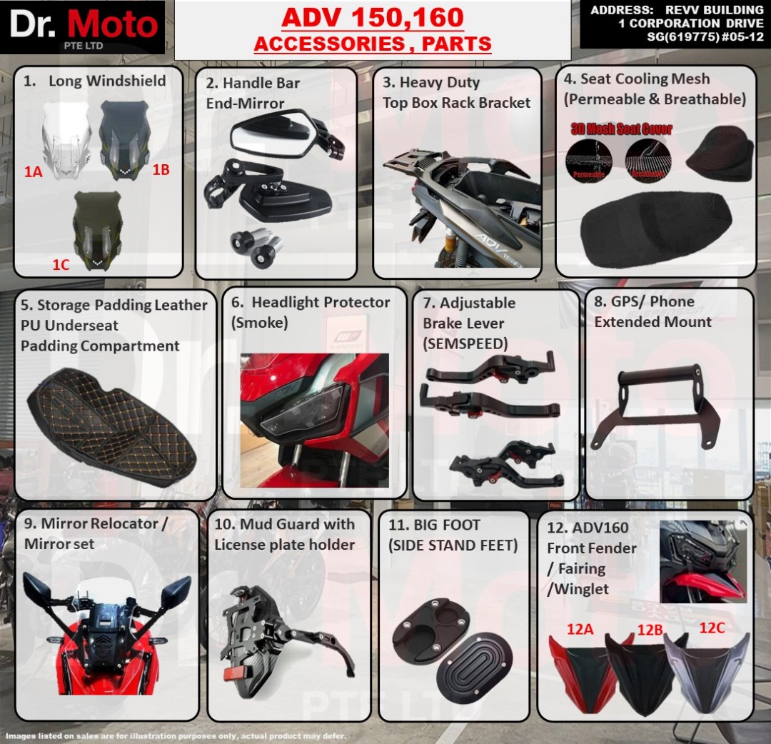 ADV160 AND ADV 150 Accessories : box rack phone holder bracket beak ...