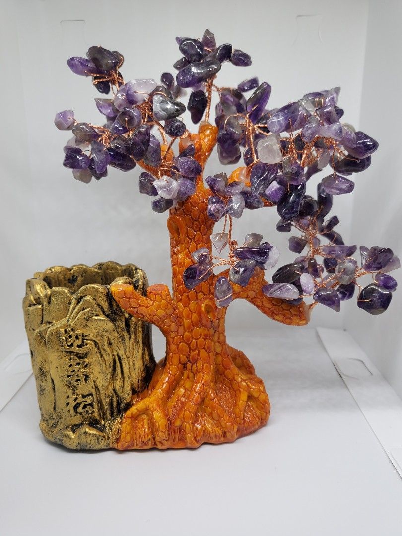 Amethyst crystal wishing tree pen holder, Furniture & Home Living, Home ...