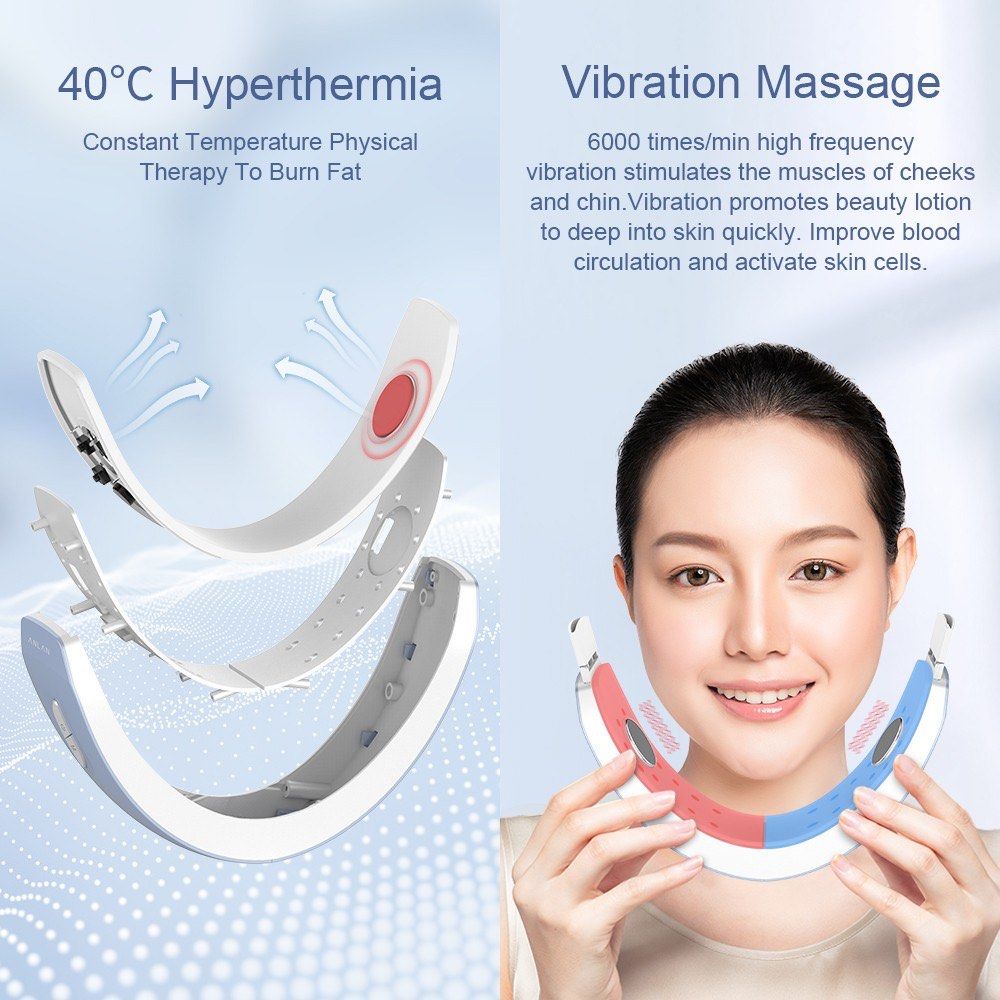ANLAN V-Face Lifting Device Face Slimming EMS Massage Chin Firming Red ...