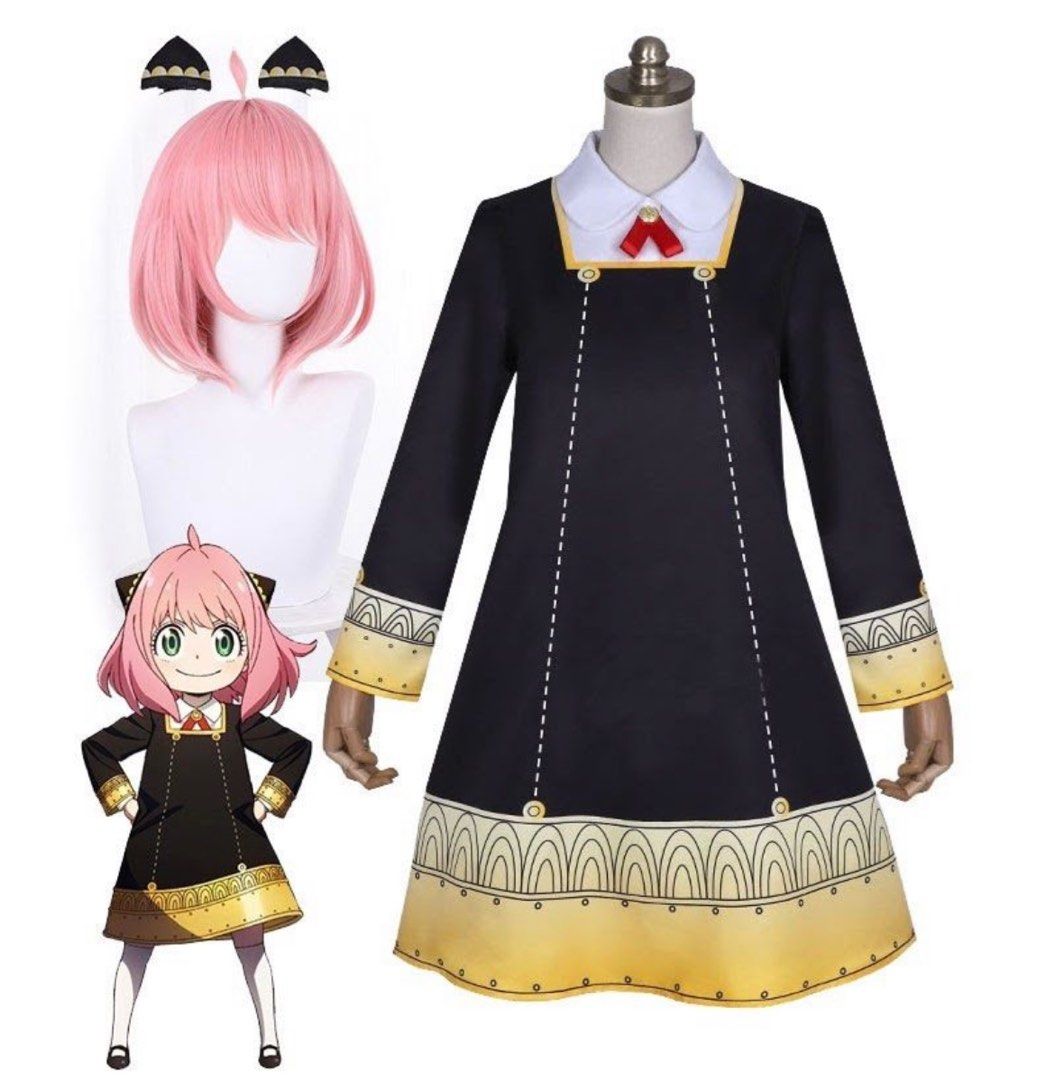 Anya Forger Spy X Family Cosplay Costume Dress Wig, Babies & Kids ...