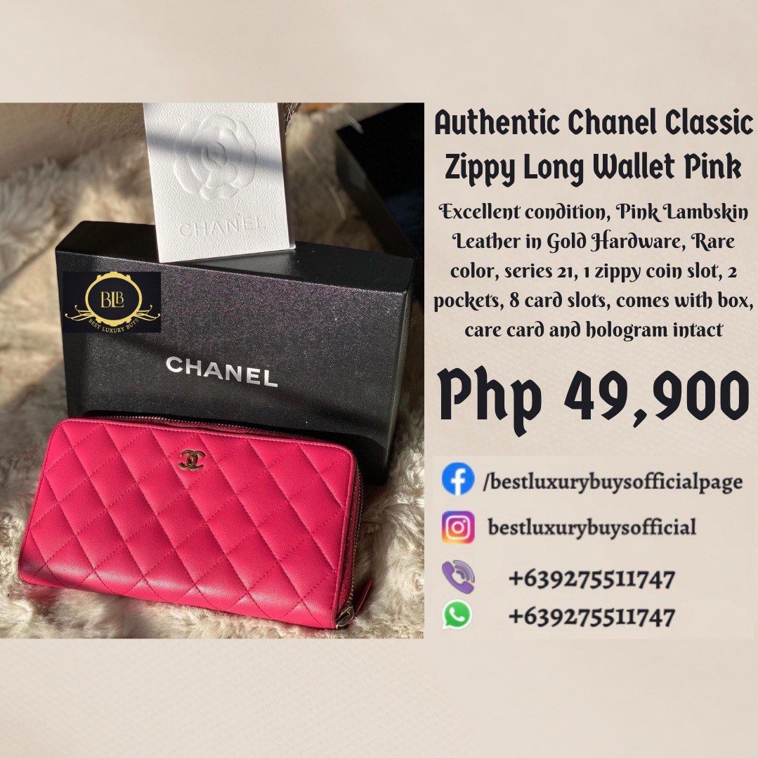 Authentic Chanel Classic Zippy Long Wallet Pink, Luxury, Bags & Wallets on Carousell