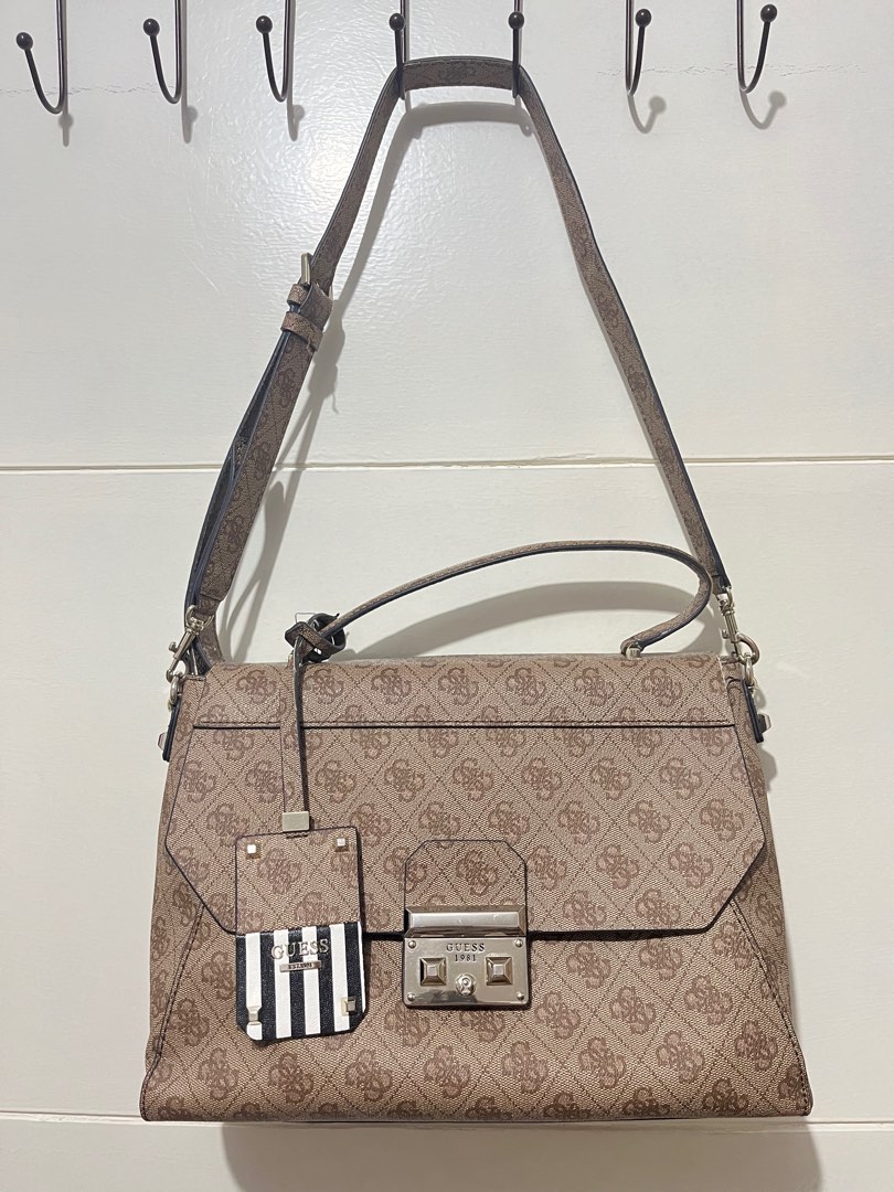 AUTHENTIC GUESS TOP HANDLE WITH LONG STRAP BAG, Women's Fashion, Bags ...