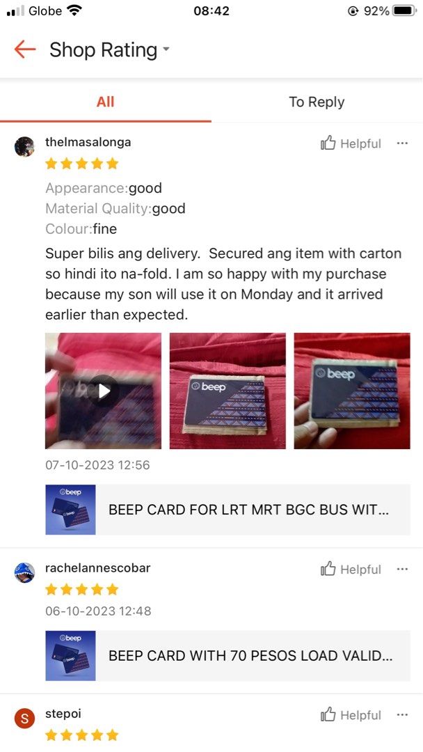 BEEP CARD FOR LRT MRT BGC BUS WITH 70 PESOS LOAD, Computers & Tech ...