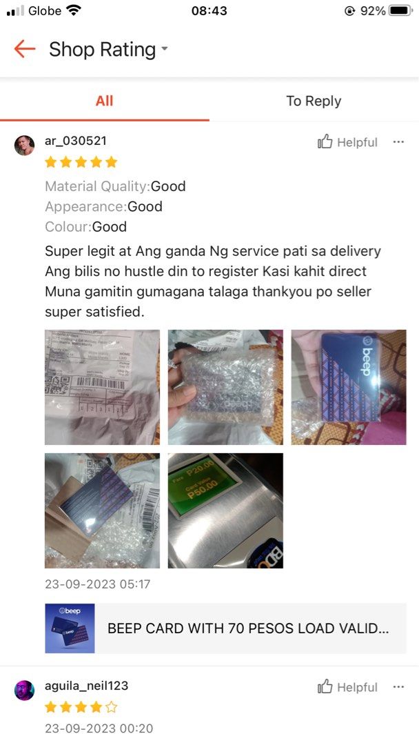 BEEP CARD FOR LRT MRT BGC BUS WITH 70 PESOS LOAD, Computers & Tech ...