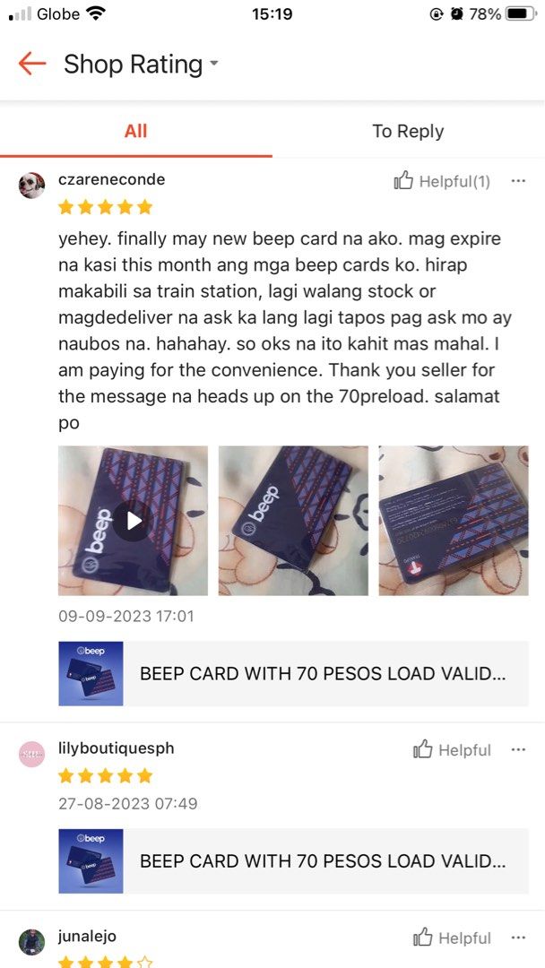 BEEP CARD FOR LRT MRT BGC BUS WITH 70 PESOS LOAD, Computers & Tech ...
