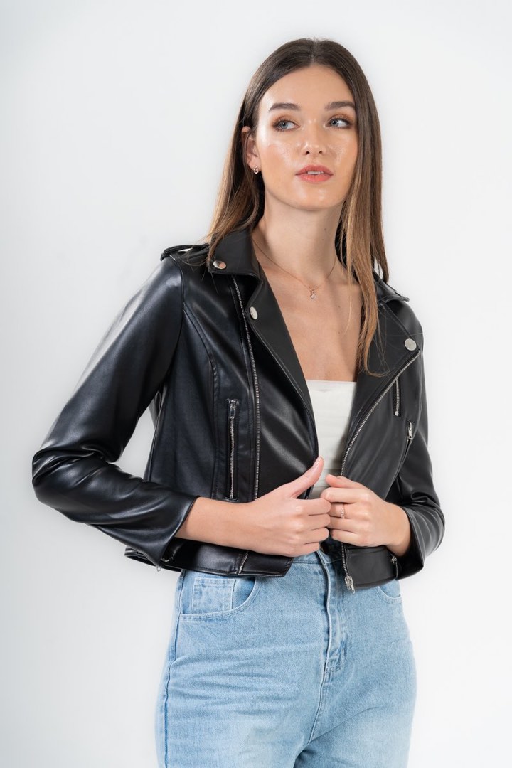 Blair wears Raven Biker Jacket In Black, Women's Fashion, Coats ...