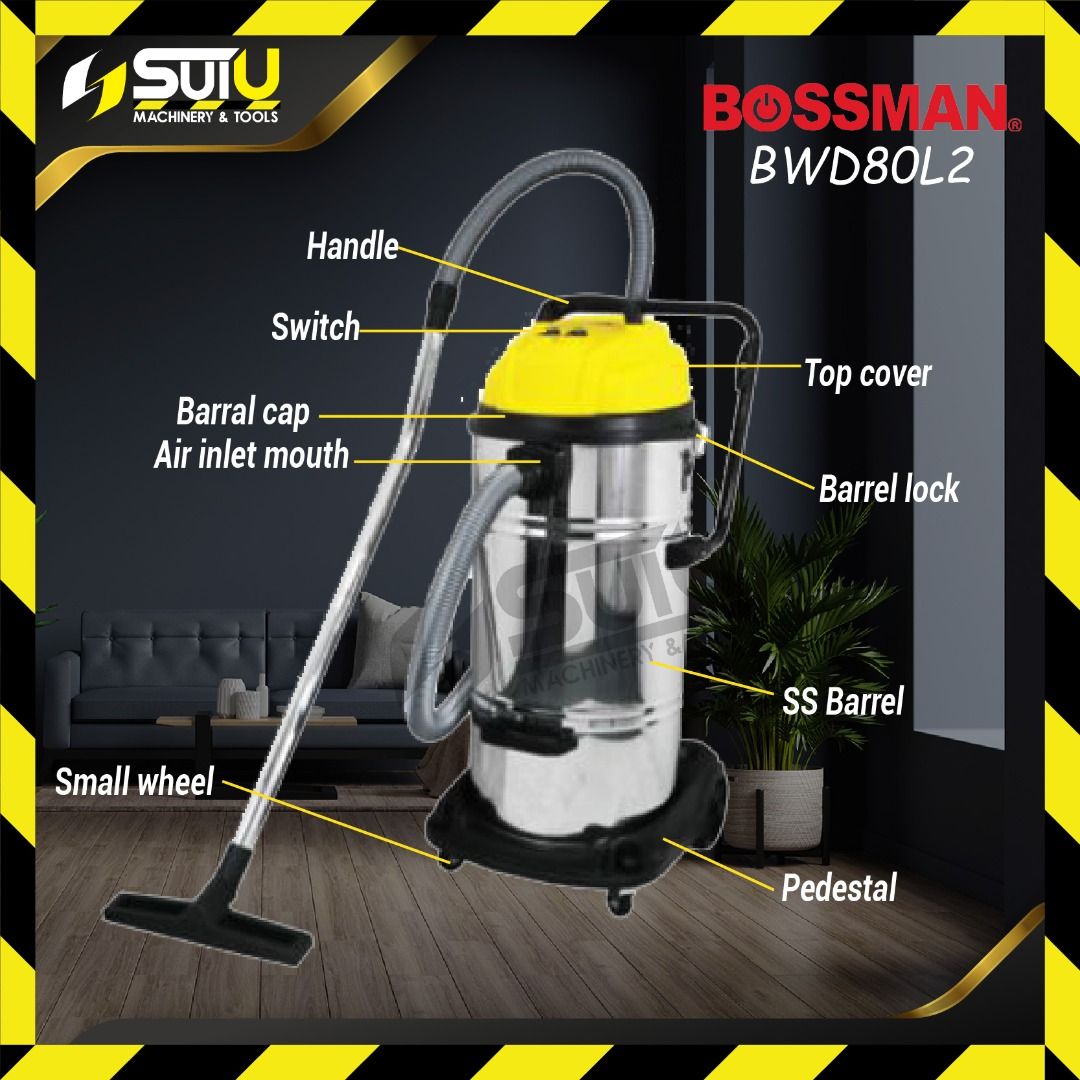 BOSSMAN BWD80L2 80L Wet & Dry Vacuum Cleaener / Vakum 2000W, TV & Home ...