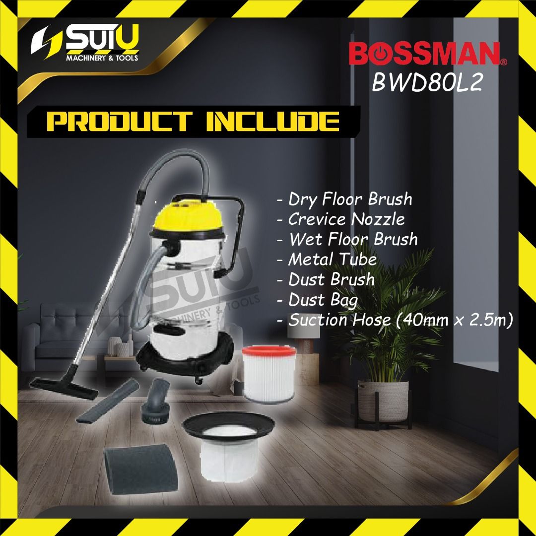 BOSSMAN BWD80L2 80L Wet & Dry Vacuum Cleaener / Vakum 2000W, TV & Home ...