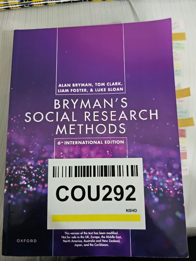 Bryman's Social Research Methods | SUSS BCOU COU292 module, Hobbies ...