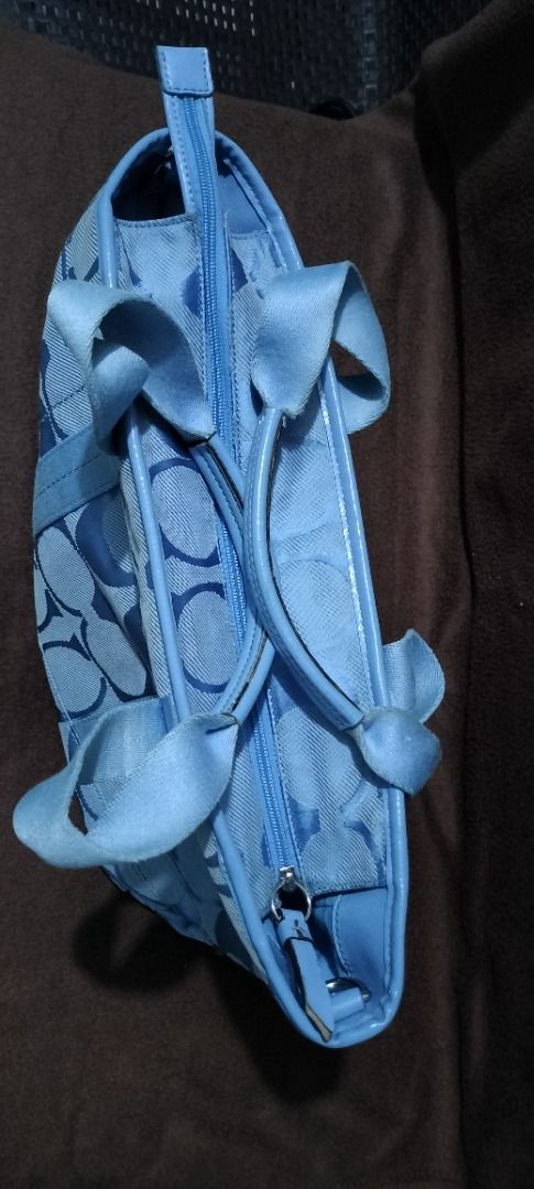 COACH PURSE Caribbean-Ocean-Blue Signature Shoulder Bag, Women's ...