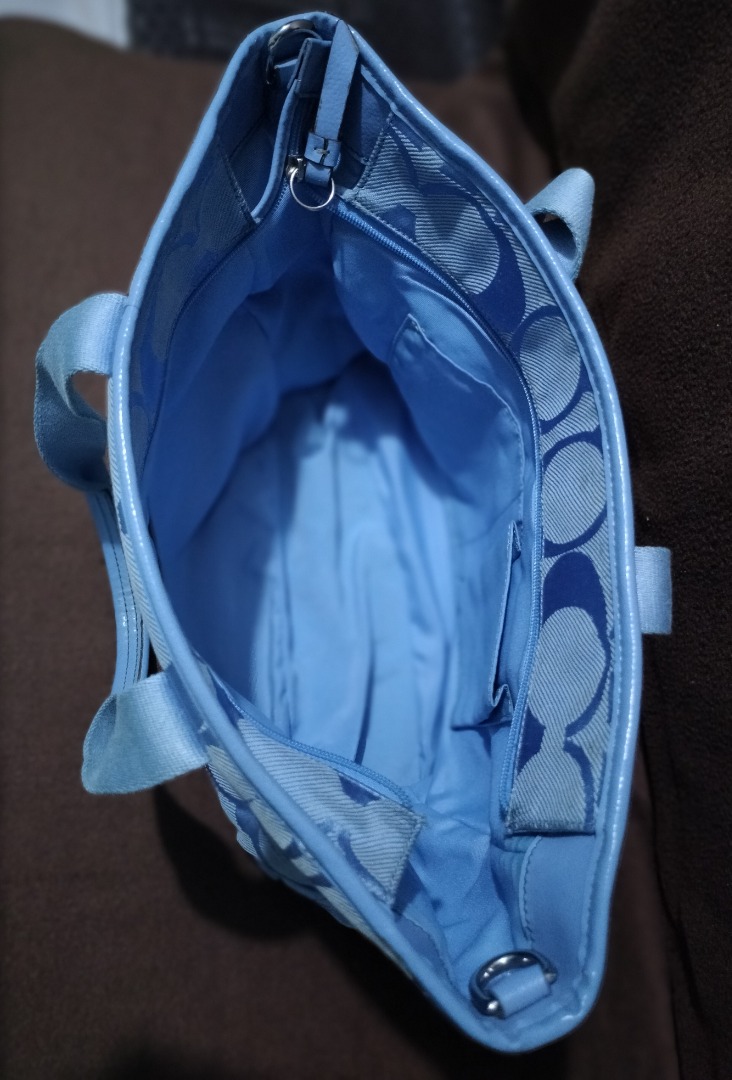 COACH PURSE Caribbean-Ocean-Blue Signature Shoulder Bag, Women's ...