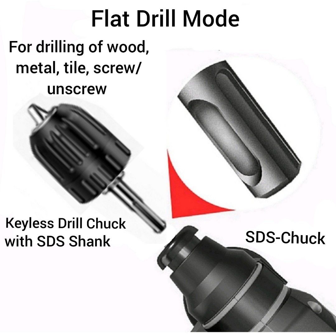 Cordless Electric Rotary Hammer Ceiling & Concrete Wall Drill ...