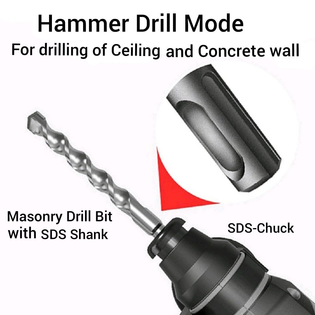 Cordless Electric Rotary Hammer Ceiling & Concrete Wall Drill ...