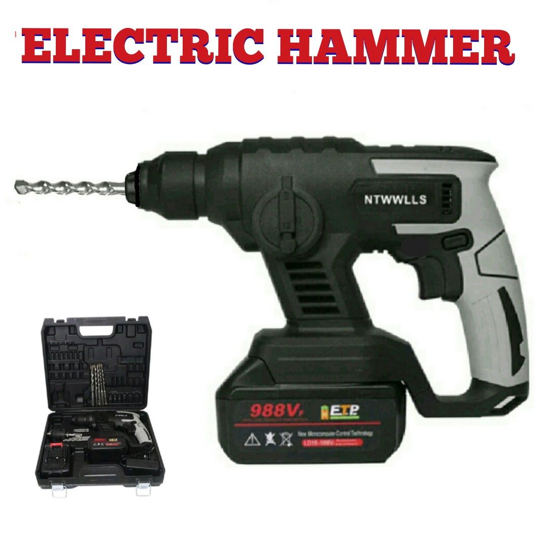Cordless Electric Rotary Hammer Ceiling & Concrete Wall Drill ...