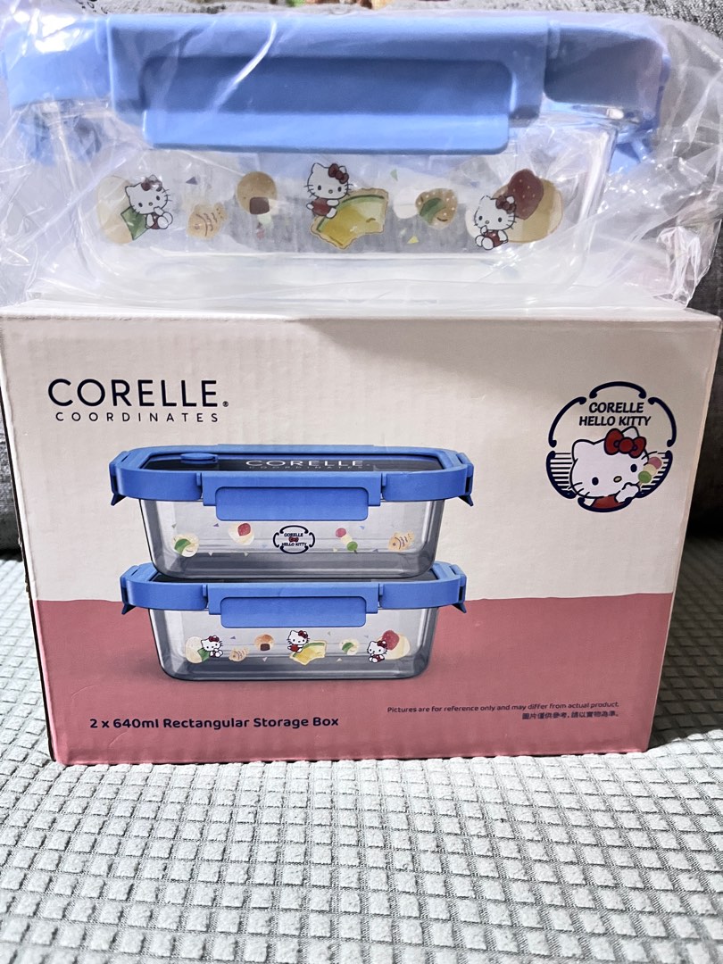 CORELLE x Hello Kitty 640ml 玻璃食物盒1個, 傢俬＆家居, 廚具和餐具, 餐具和餐具 - Carousell
