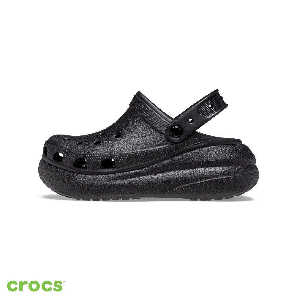 crocs CROCS 全新 全黑 泡芙款 增高 M7W9 jp25cm, 她的時尚, 鞋類, 厚底鞋在旋轉拍賣