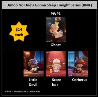 Popmart Dimoo ghost , shadow sailor, cerebus , yeti, mummy, scare box ...